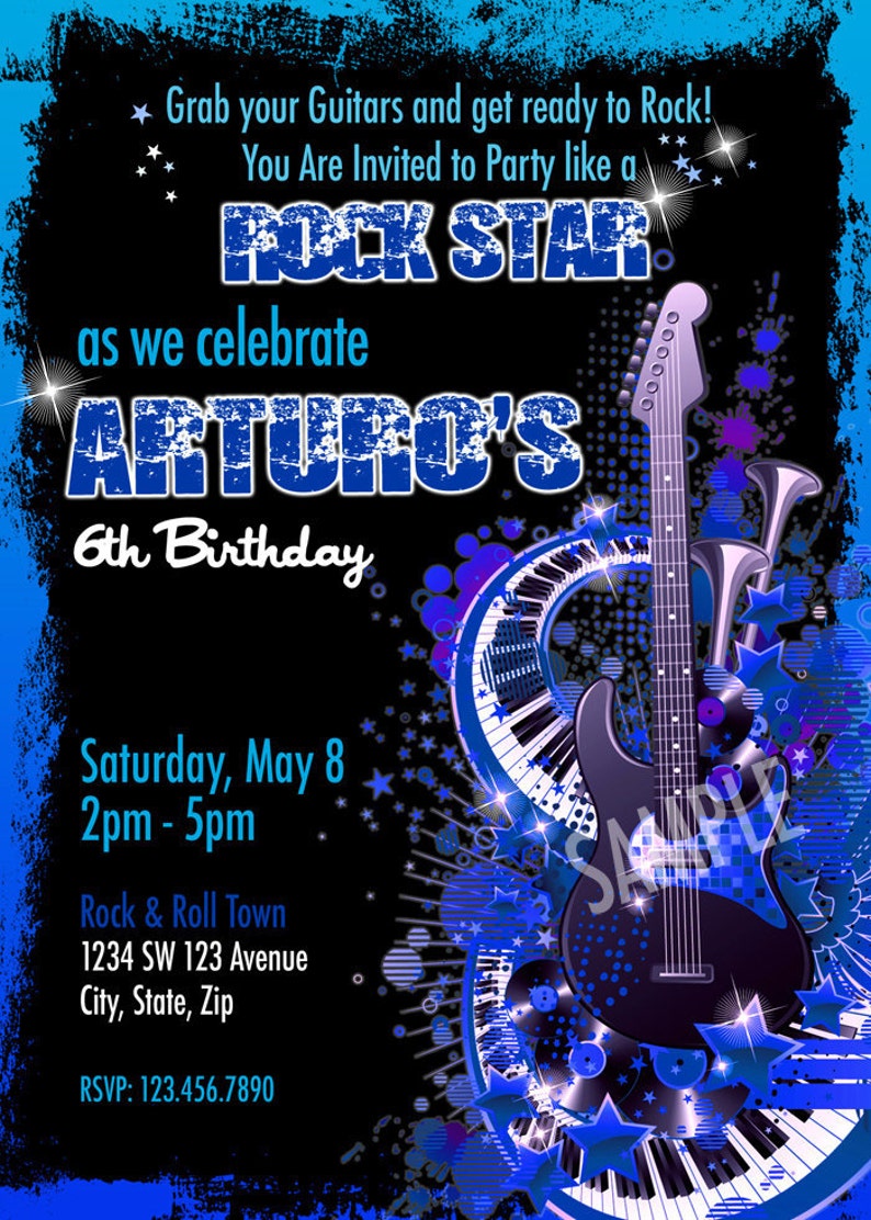 Rock Birthday Invitation Rock and Roll Birthday Invitation - Etsy