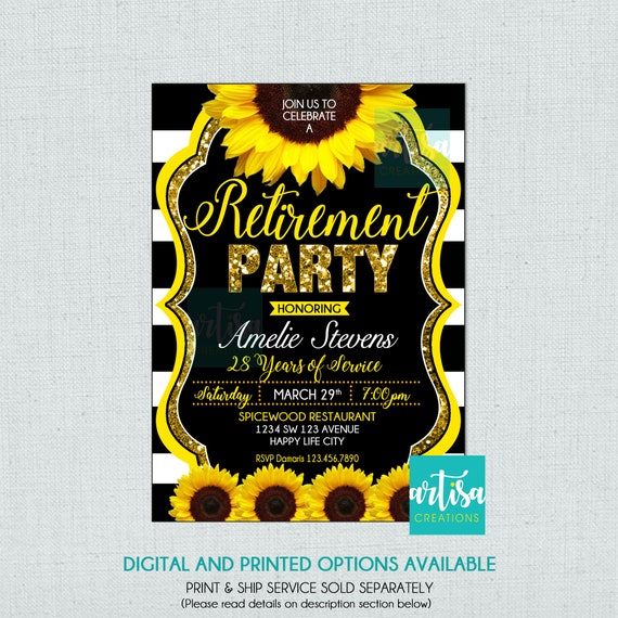 Sunflower Retirement Invitation Sunflowers Retirement - Etsy