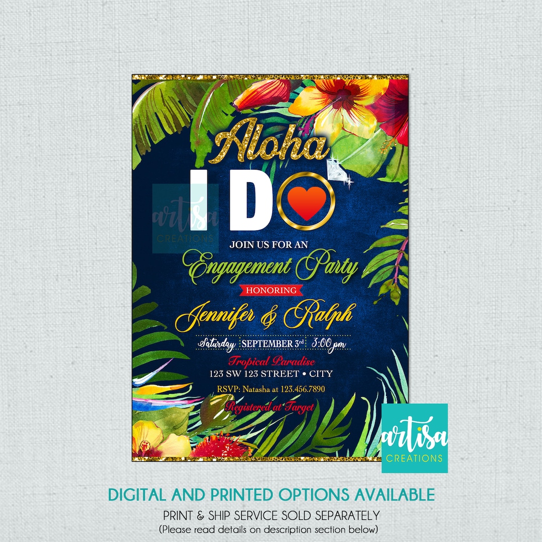 Aloha Engagement Party Invitation, Tropical Engagement Invitation, Luau ...