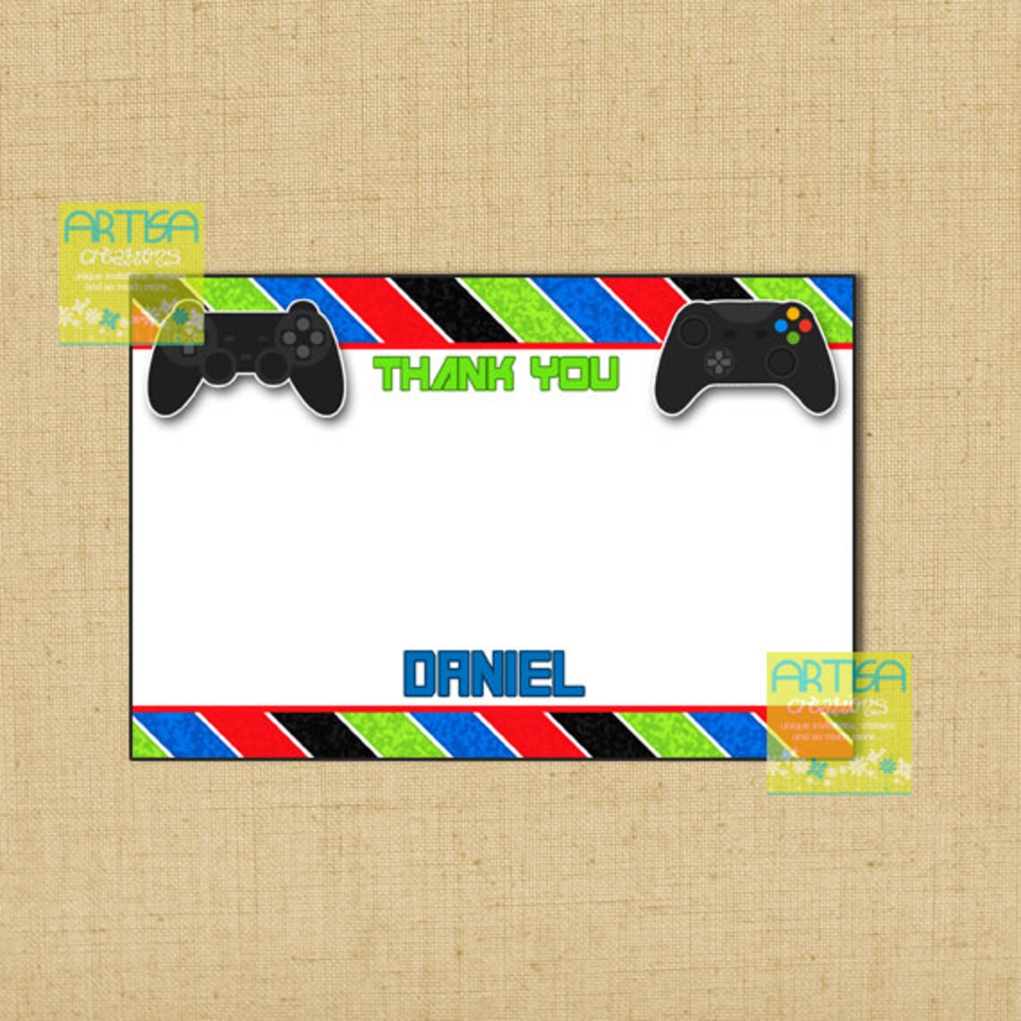 Video Games Printable Thank You Card, Video Games Thank You DIY, Gaming ...
