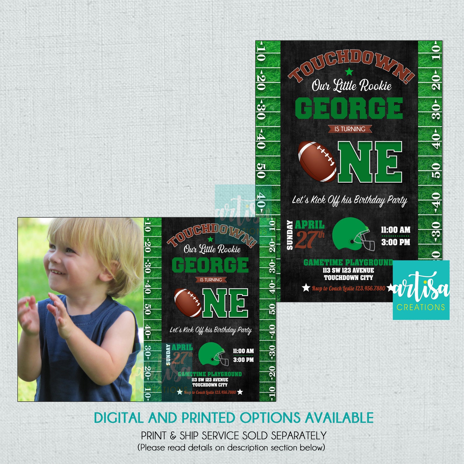 Football Birthday Invitation, Touchdown Birthday Invitation, 1st ...