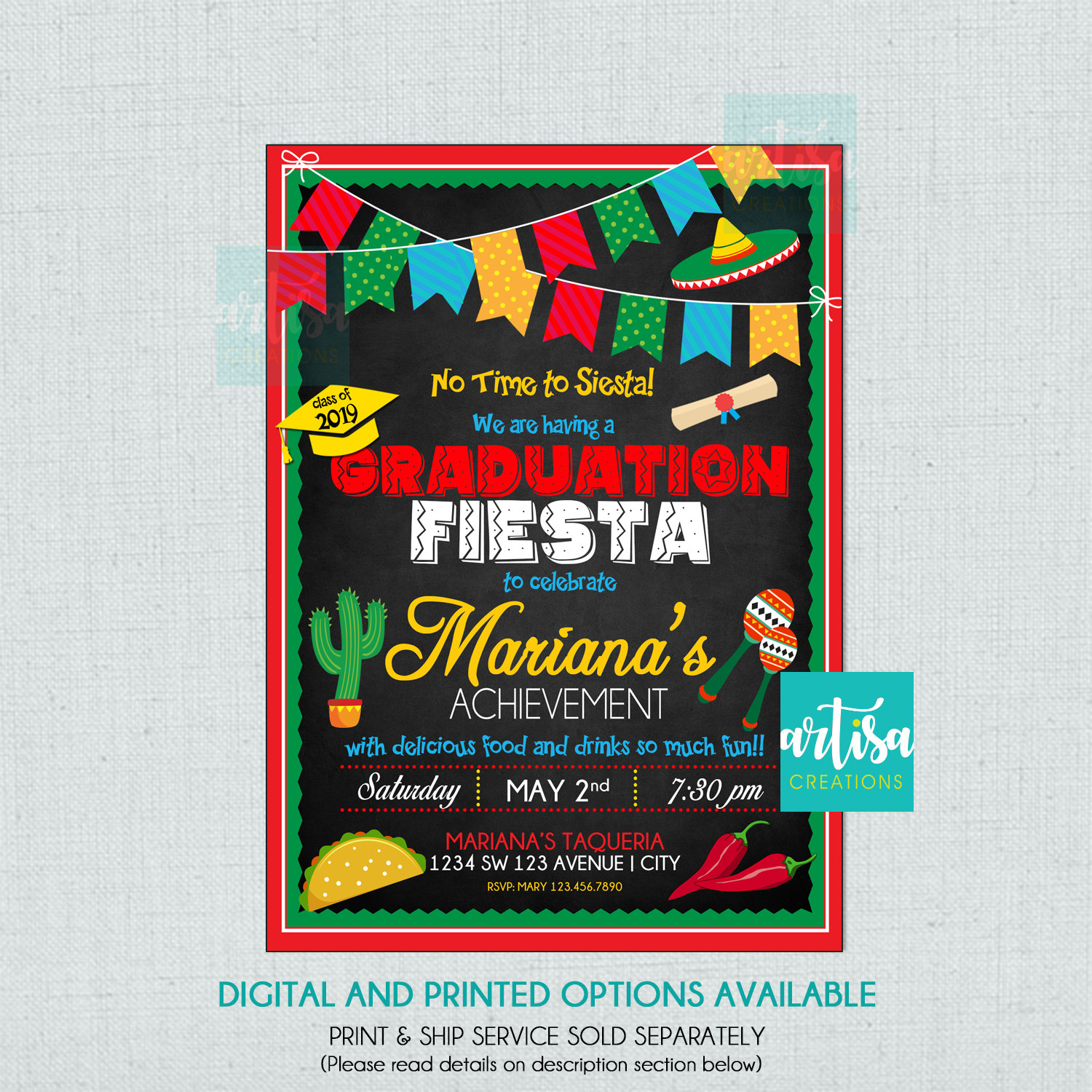 Mexican Graduation Invitation, Graduation Fiesta Invitation, Mexican ...