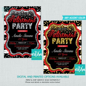 Retirement Invitation, Red Retirement Invitation, Woman Retirement ...