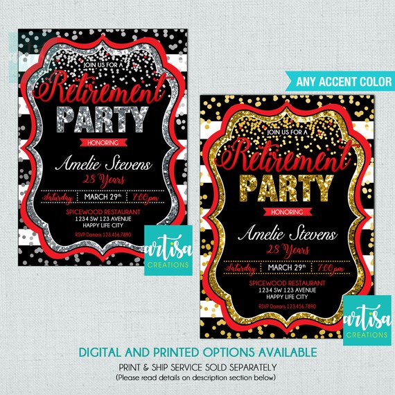 Retirement Invitation Red Retirement Invitation Woman | Etsy