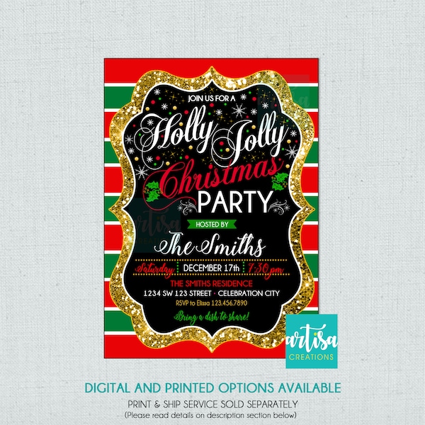 Holly Jolly Invitations - Etsy