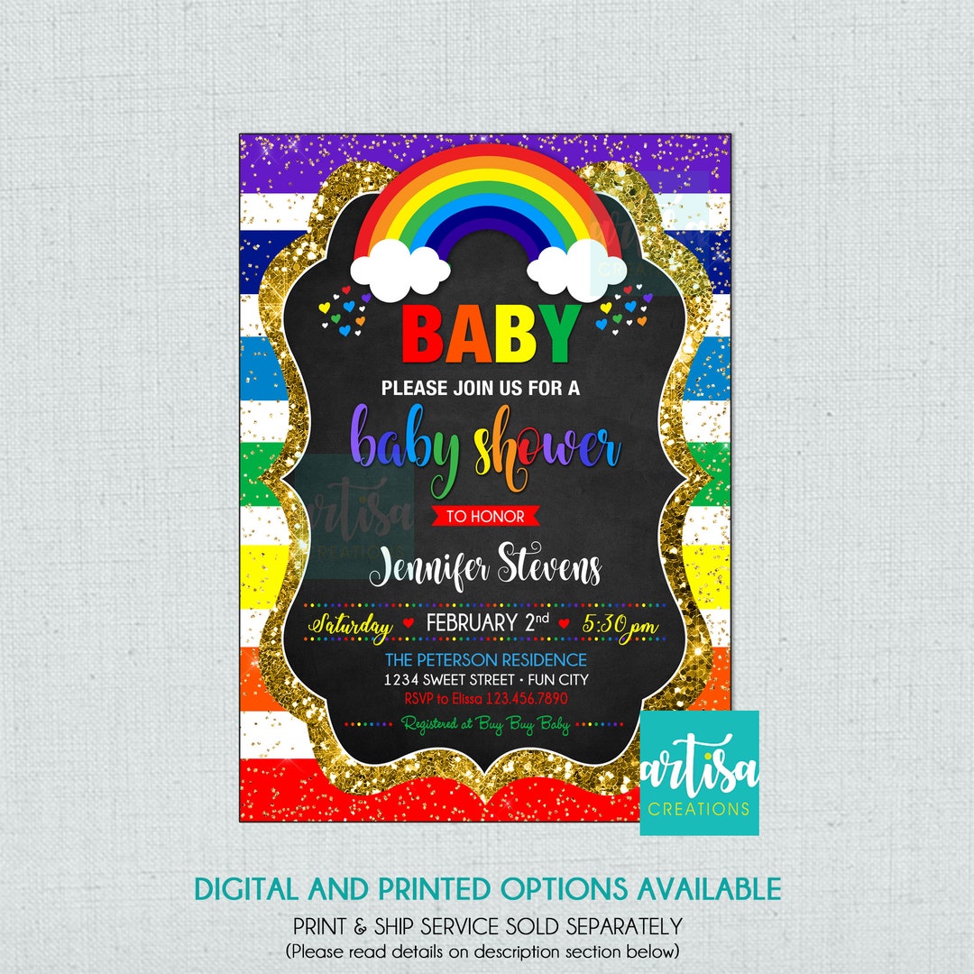 Rainbow Baby Shower Invitation, Rainbow Baby Shower Invitations, Over ...