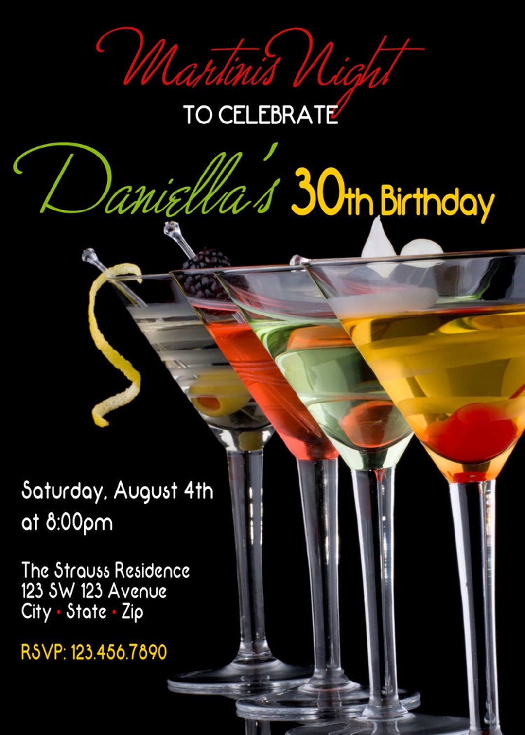 Martini Party - Martini Night Invitation - Martini Invitation - Girls ...