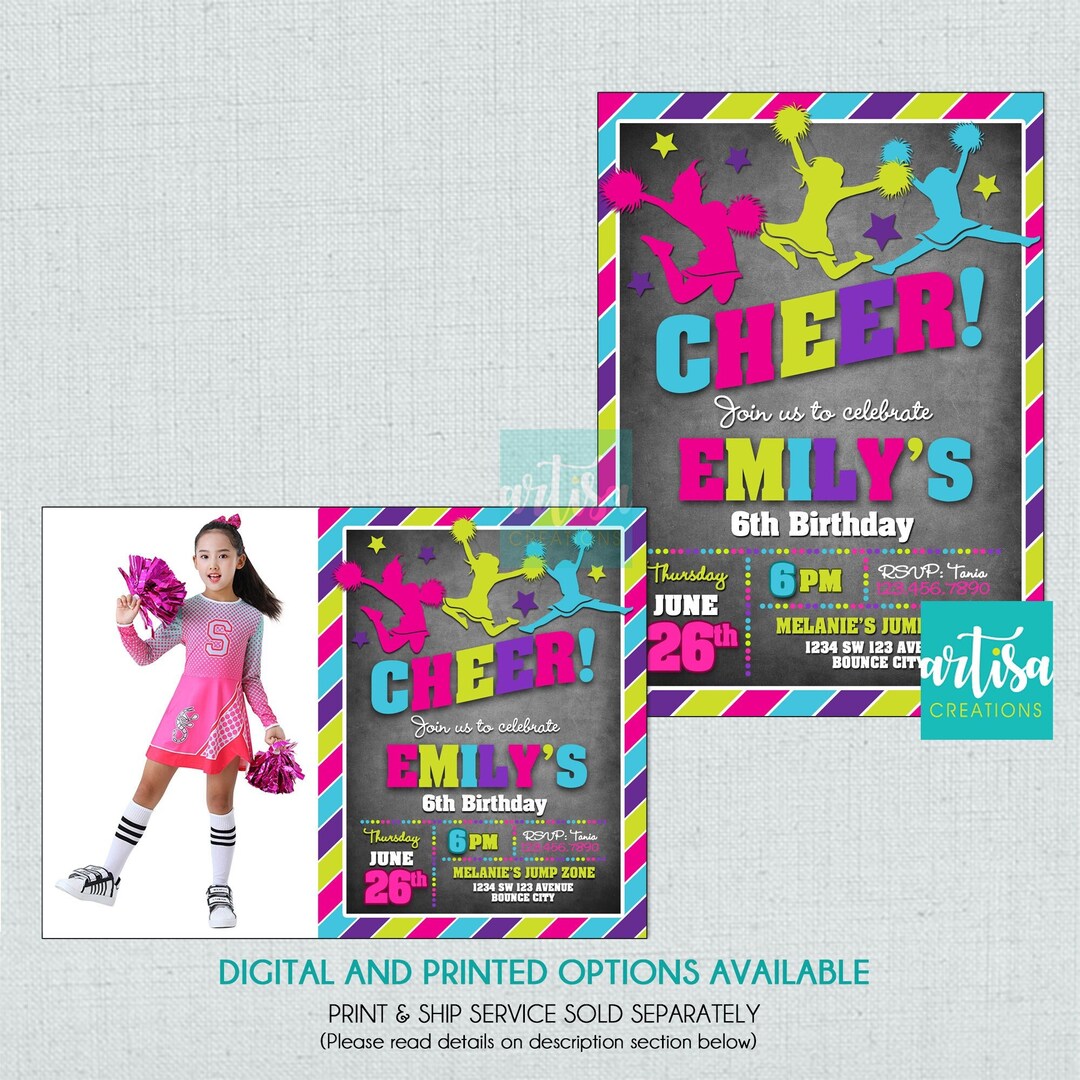 Cheerleader Birthday, Cheerleader Invitation, Cheerleading Invitation ...