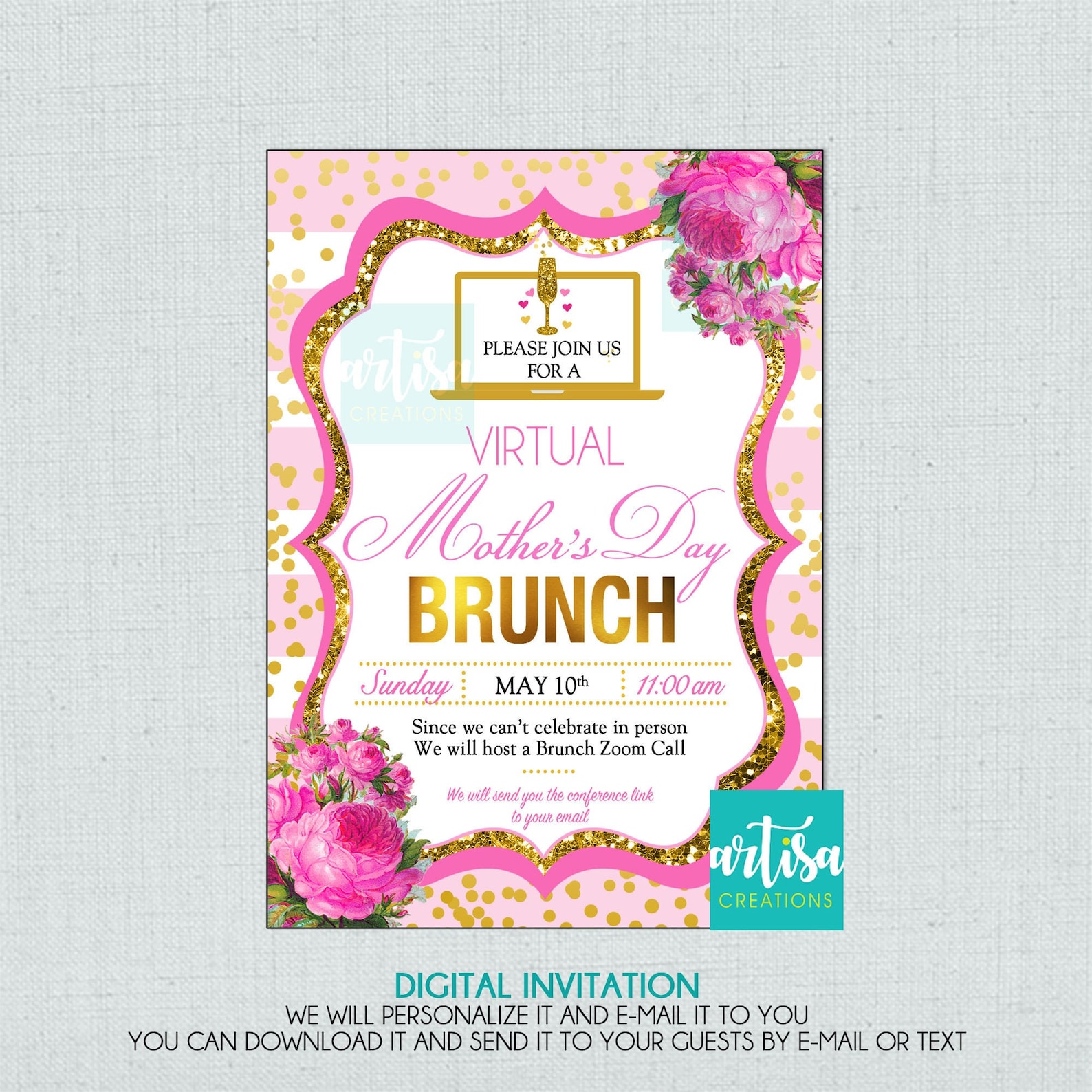 Virtual Mother's Day Invitation Mother's Day Virtual - Etsy