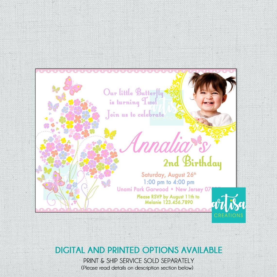 Butterfly Invitation Pastel Color Butterflies Birthday - Etsy