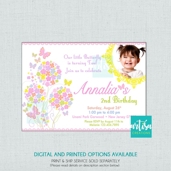 Butterfly Invitation Pastel Color Butterflies Birthday | Etsy