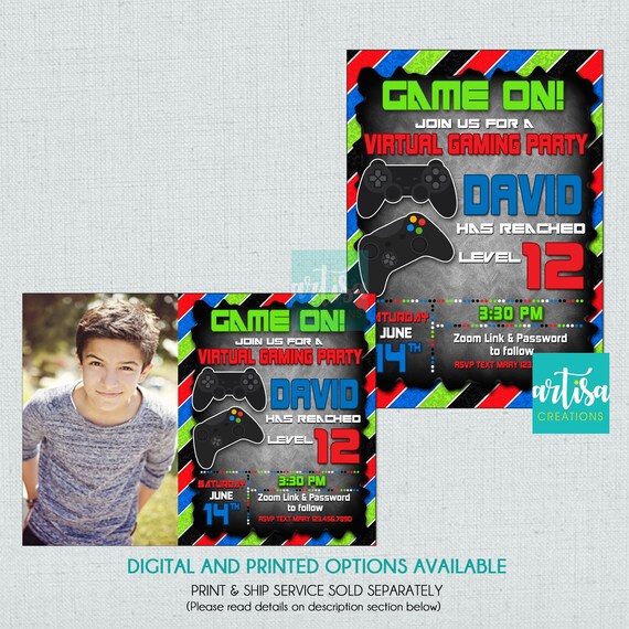 Virtual Gaming Party Invitation Virtual Video Game | Etsy