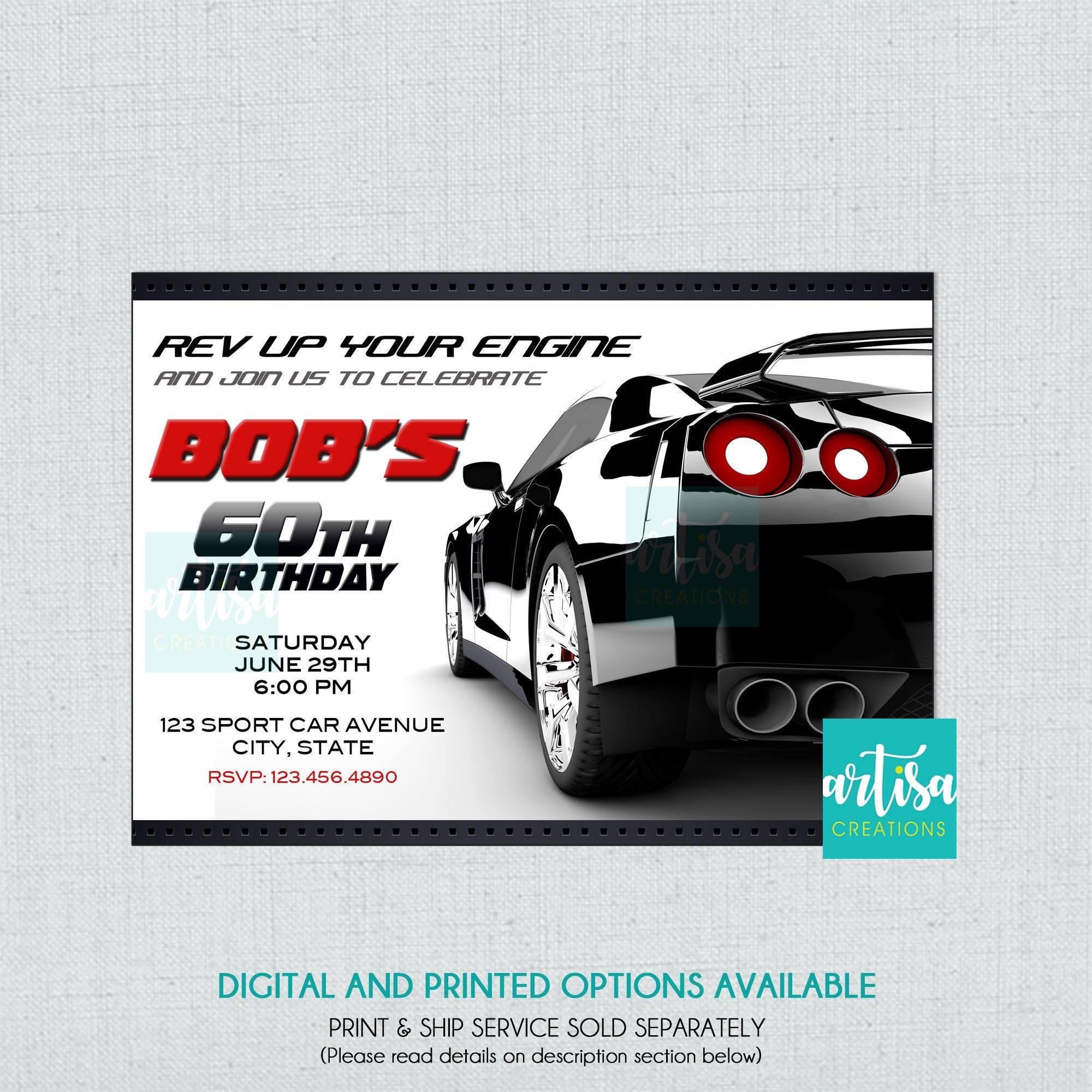 Sport Car Milestone Birthday Invitation, Sport Car Retirement ...