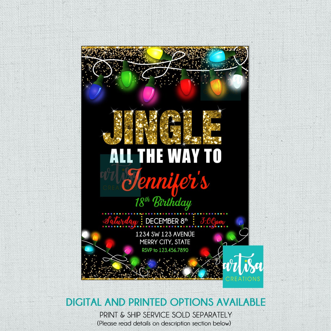 Jingle All the Way Invitation, Christmas Lights Invite, Holiday ...