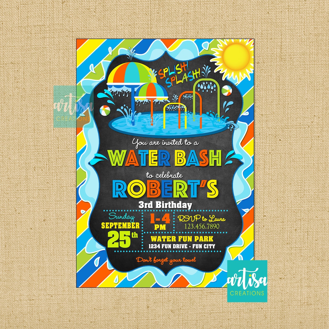 Water Bash Invitation Splash Splash Invitation Water Park - Etsy