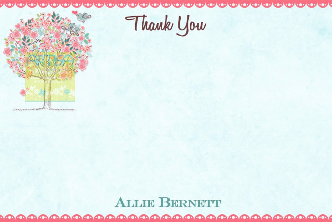 Tree With Birds Thank You Card - Tree Thank You Card - Tree With Birds ...