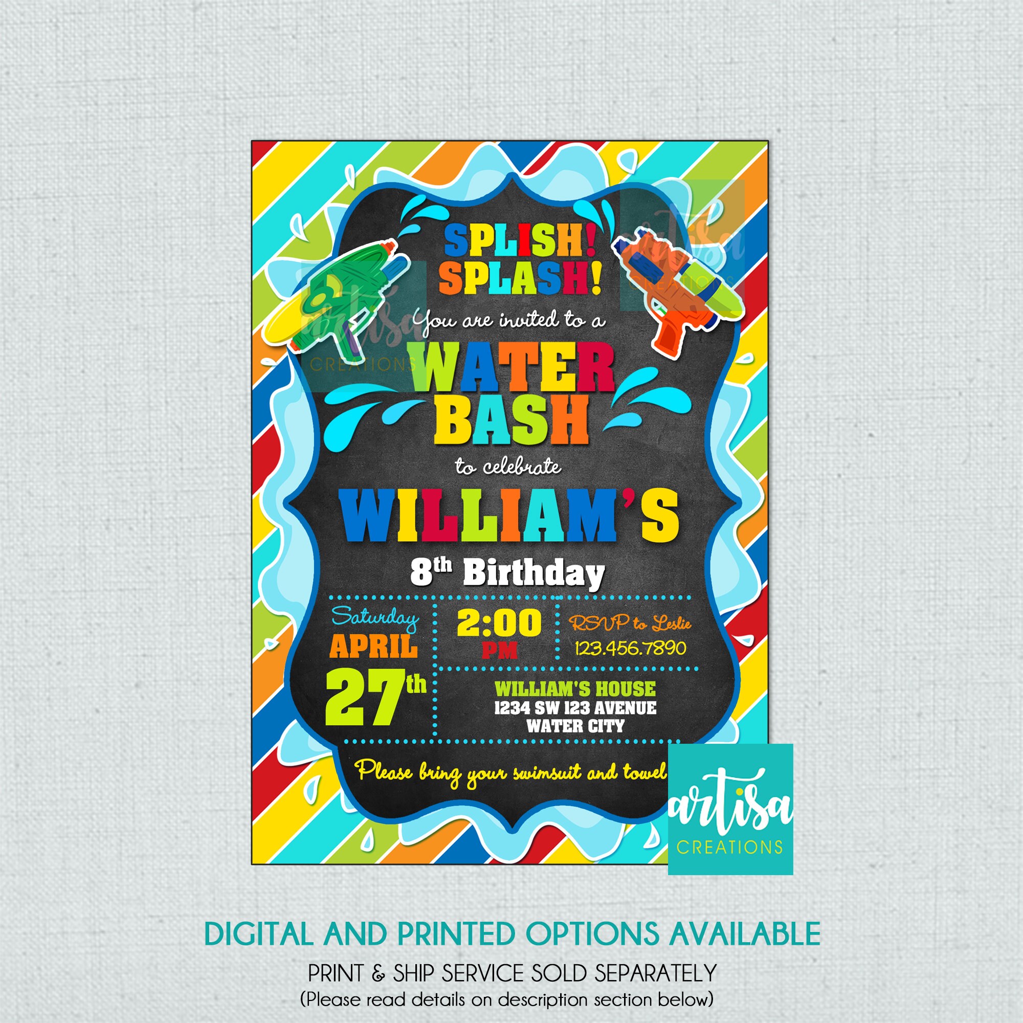 Water Gun party Water Gun Water Gun birthday Water Gun invitation Water ...