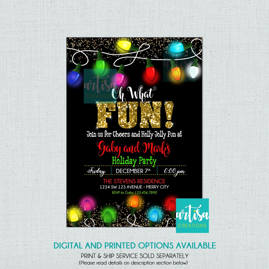 Oh What Fun! Holiday Party Invitation, Oh What Fun Invitation, Lights ...
