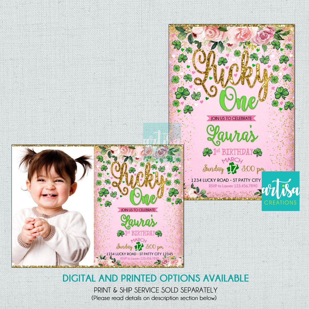 Lucky One Invitation, St Patricks 1st Birthday Girl Invitation, St ...