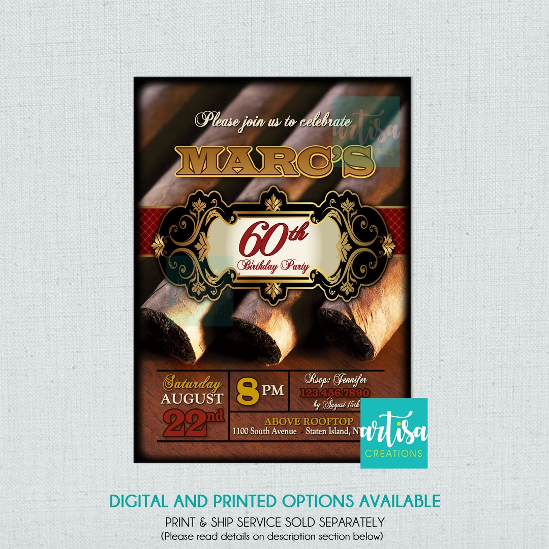 Cigar Invitation, Adult Cigars Birthday Invitation, Cigar Invitation ...