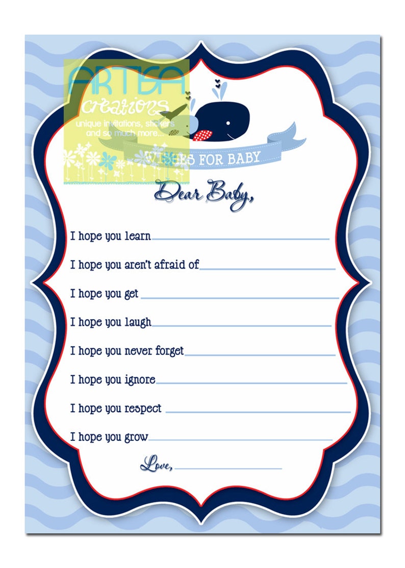 Blue Whale Baby Shower Bingo Whale Mom and Baby Shower Bingo | Etsy