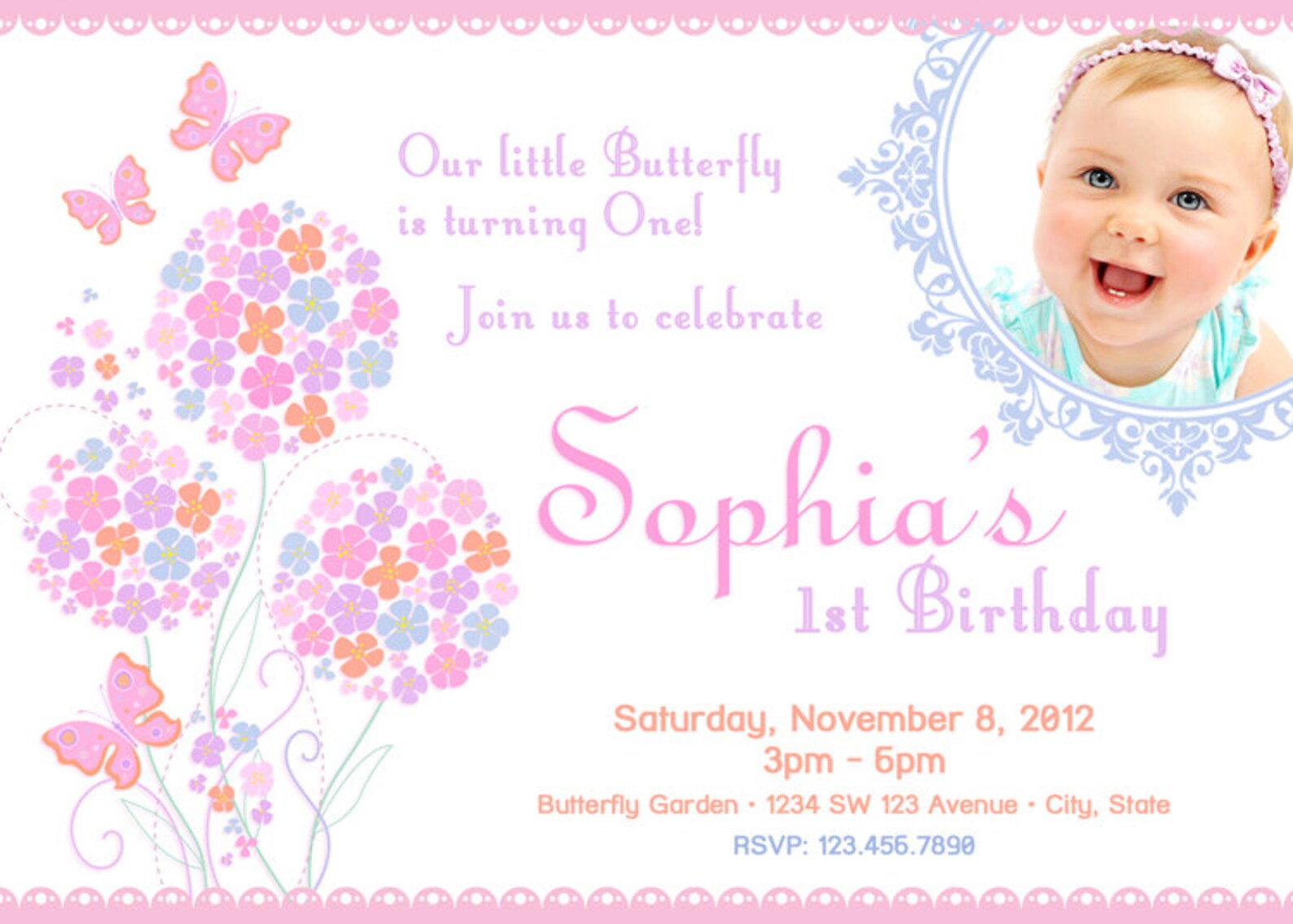 Butterfly Invitation, Pastel Color Butterflies Birthday Invitation ...