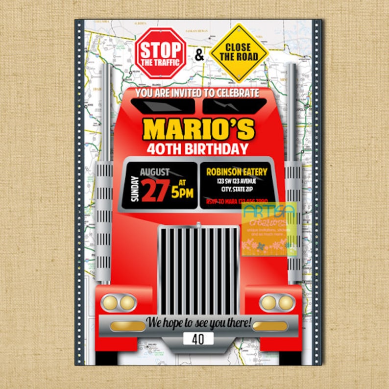 Truck Invitation Truck Driver Invitation Truck Birthday - Etsy