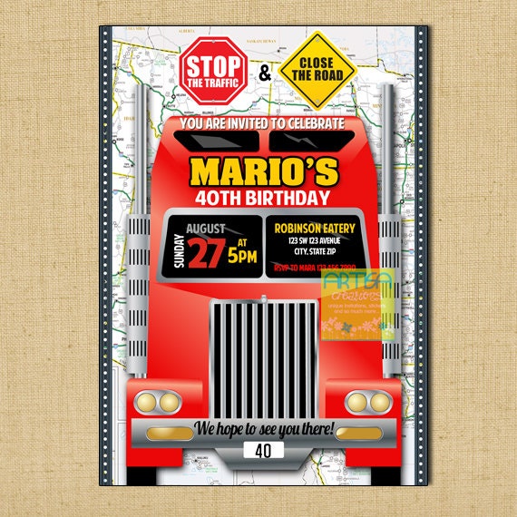 Truck Invitation Truck Driver Invitation Truck Birthday - Etsy