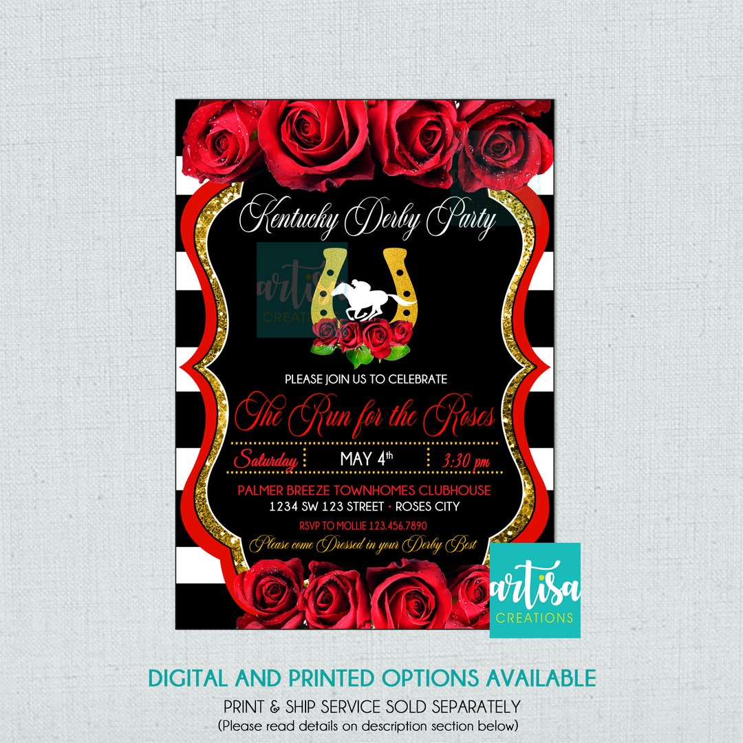 Kentucky Derby Party Invitation, Run for the Roses Invitation, Kentucky ...