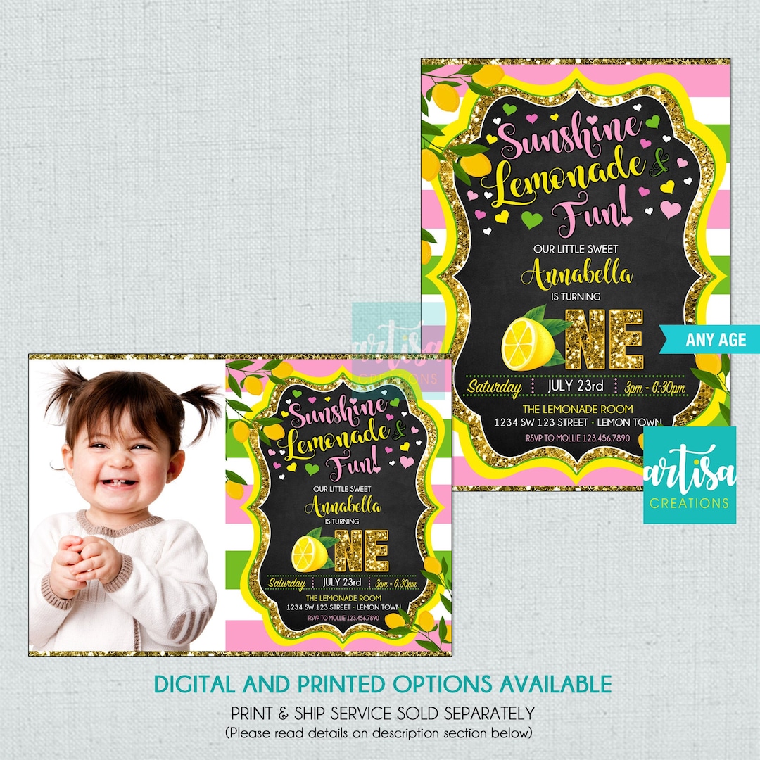 Lemon Birthday Invitation, Lemonade 1st Birthday Invitation, Lemons ...