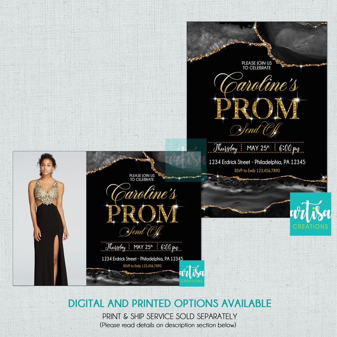 Prom Send off Invitation, Black Prom Send off Invitation, Black Gold ...