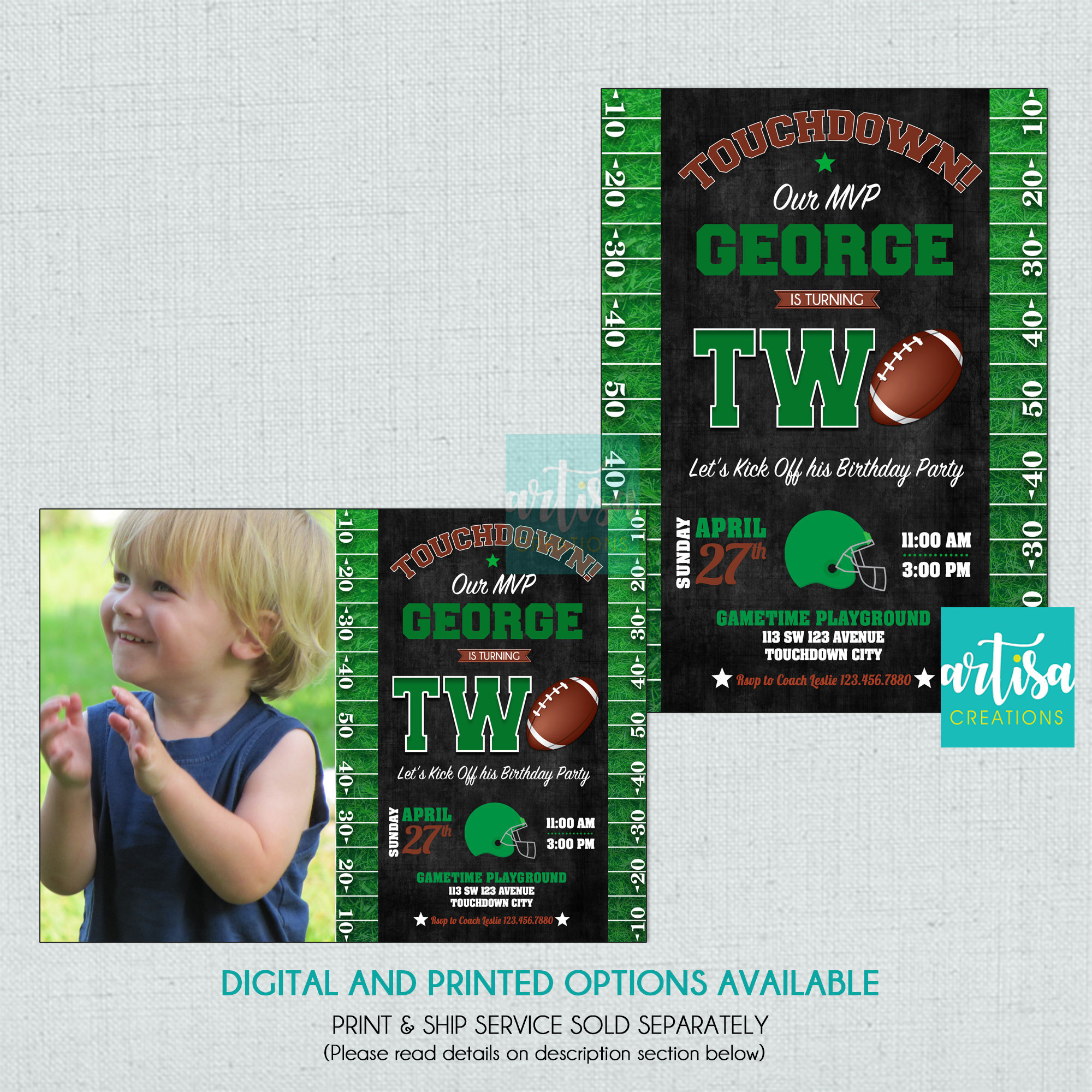 Football Birthday Invitation Touchdown Birthday Invitation - Etsy