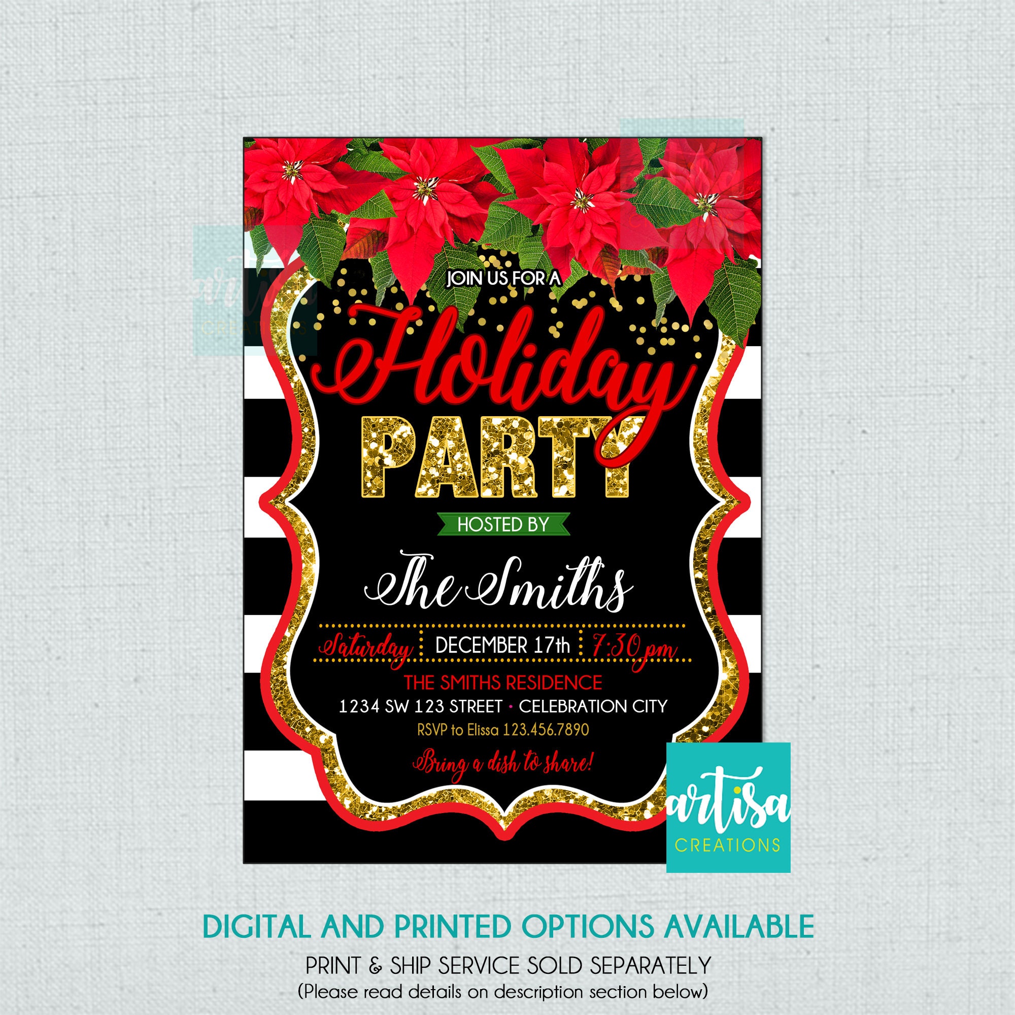 Holiday Party Invitation Holiday Celebration Invitation | Etsy