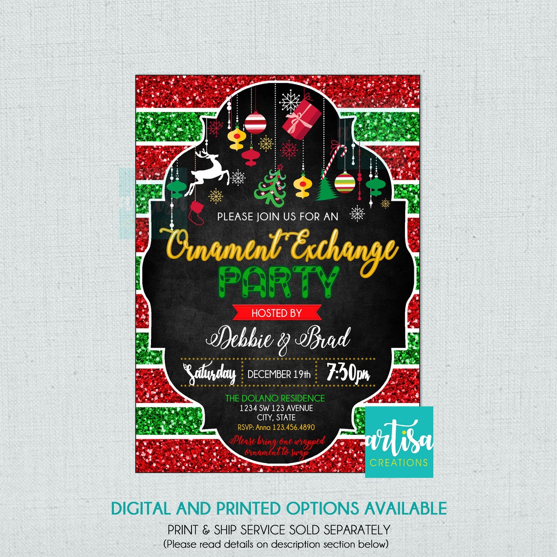Ornament Exchange Party Invitation Ornament Exchange - Etsy
