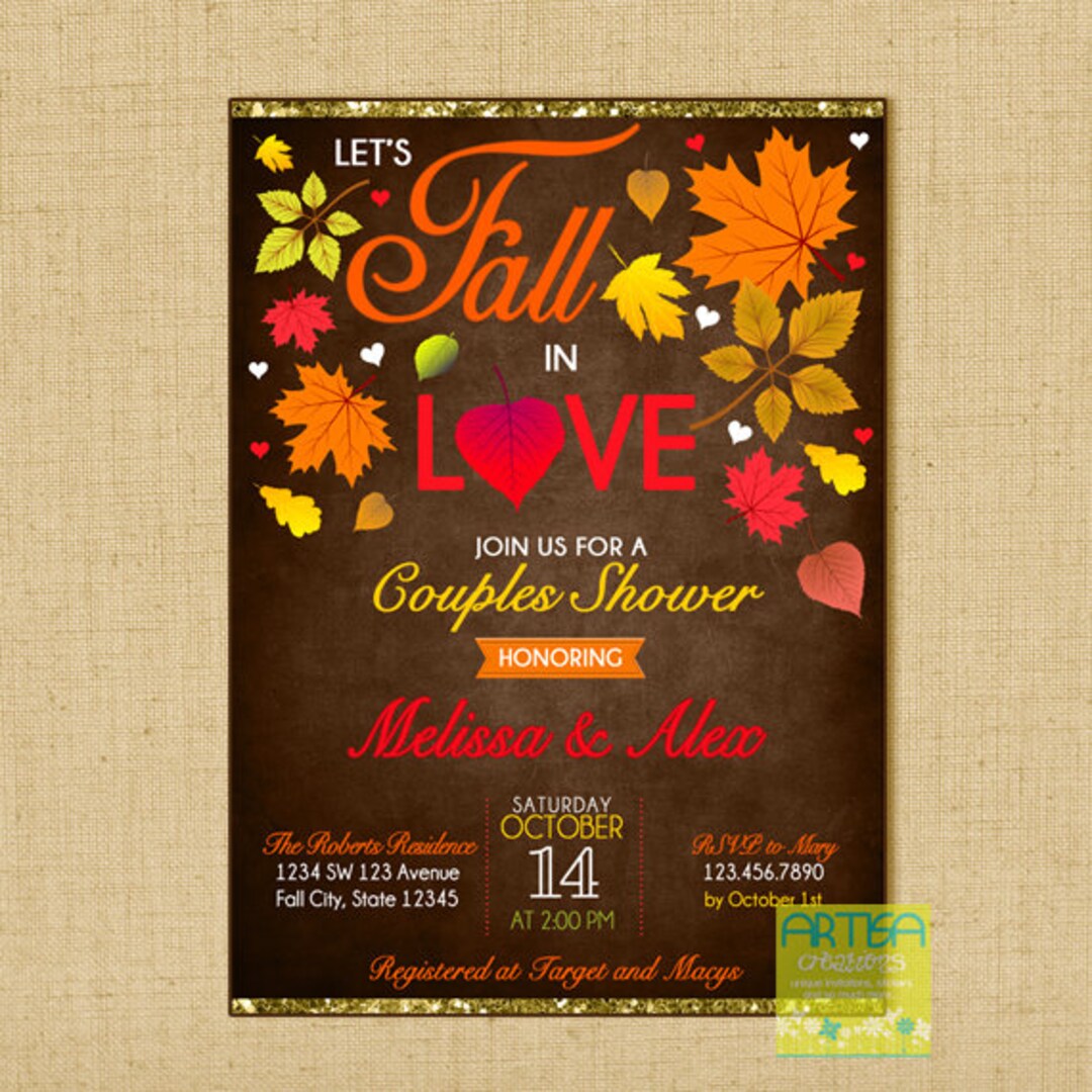 Fall in Love Invitation, Fall in Love Couple Shower Invitation, Fall in ...