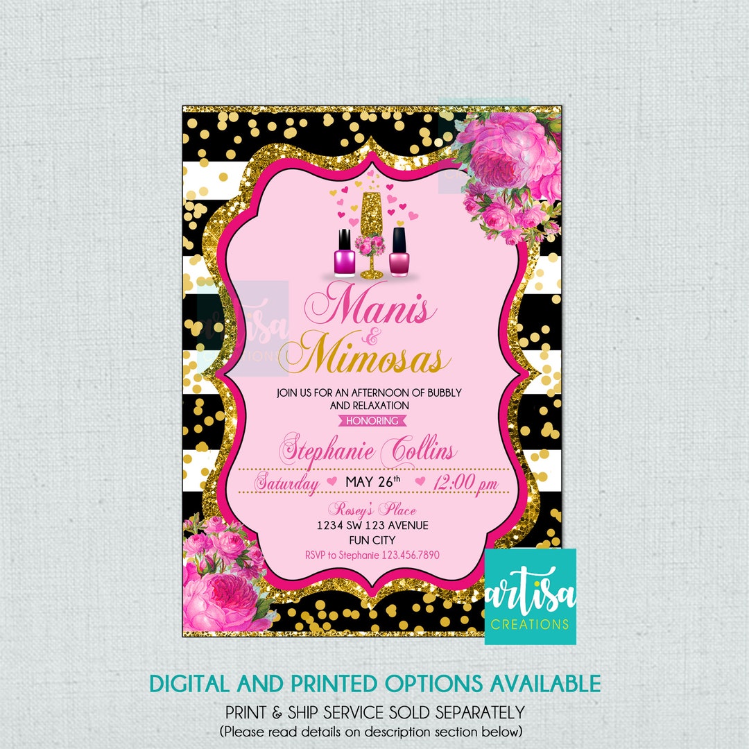 Manis & Mimosas Invitation, Manis and Mimosas Invitations, Manis and ...