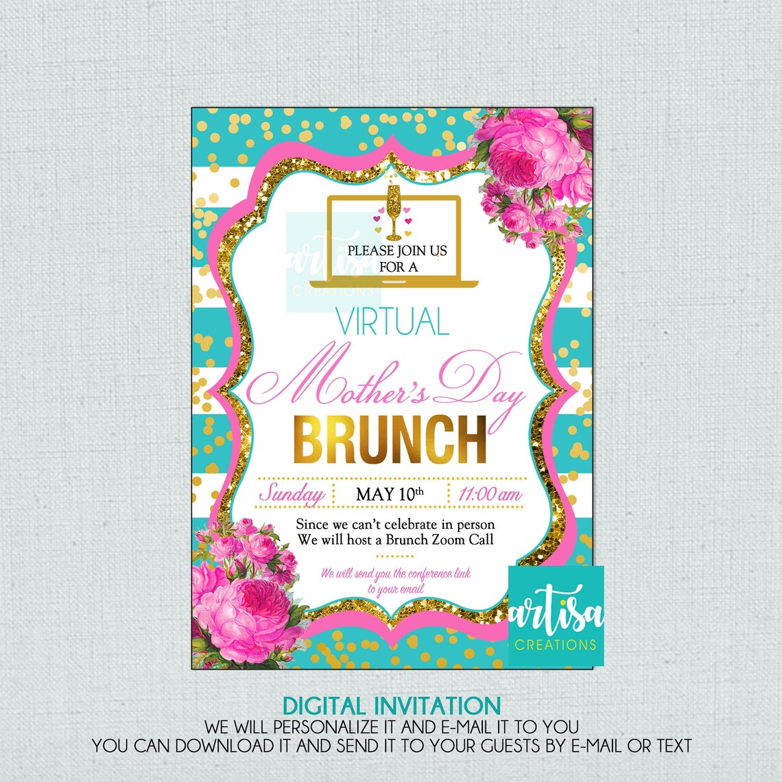 Virtual Mother's Day Invitation Mother's Day Virtual - Etsy