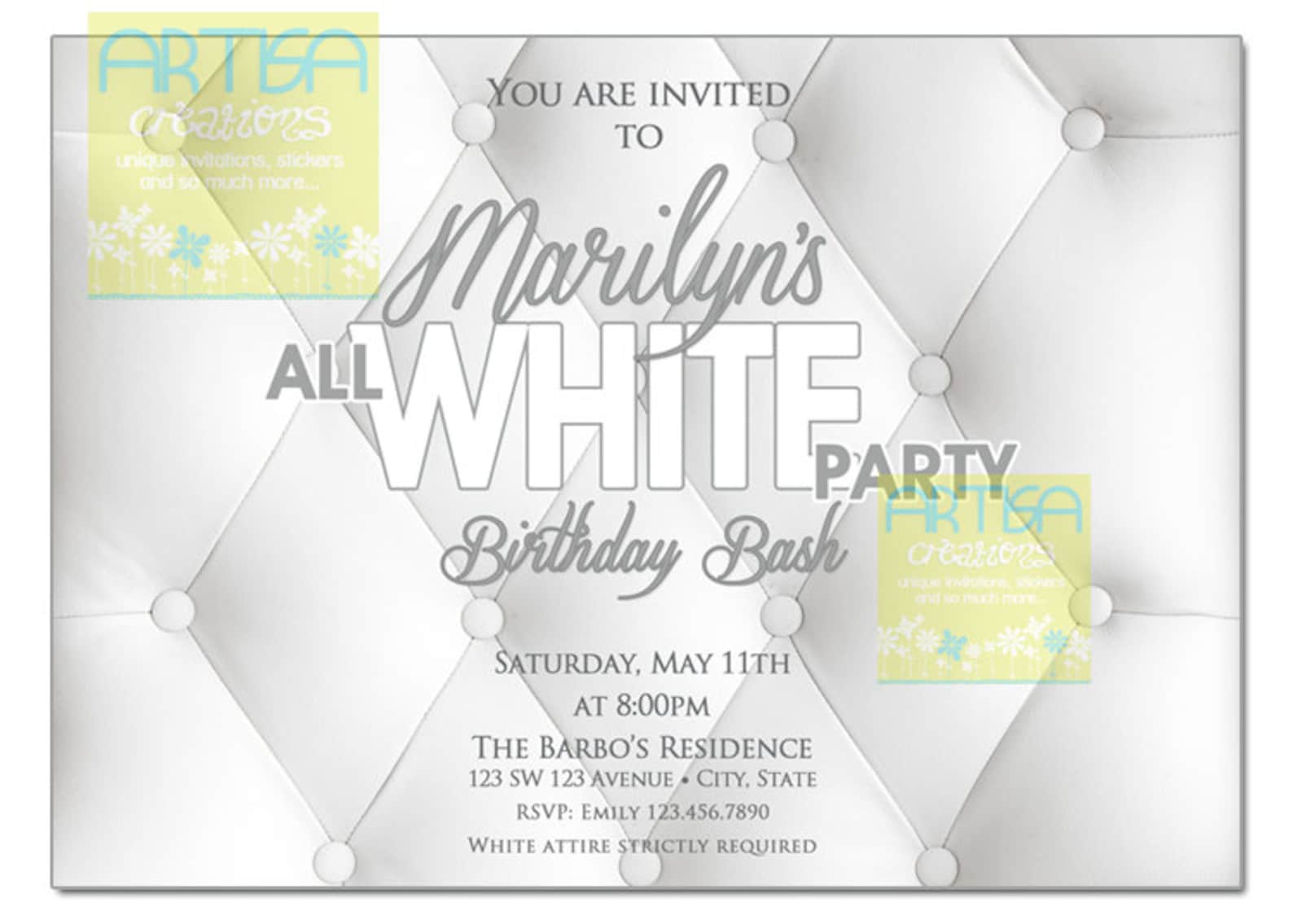 All White Party Invitation White Party Invitation Summer - Etsy