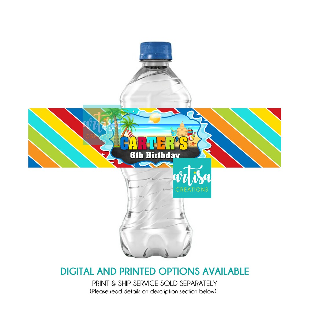 Beach Bash Water Label, Water Bash Water Labels, Splish Splash Beach ...