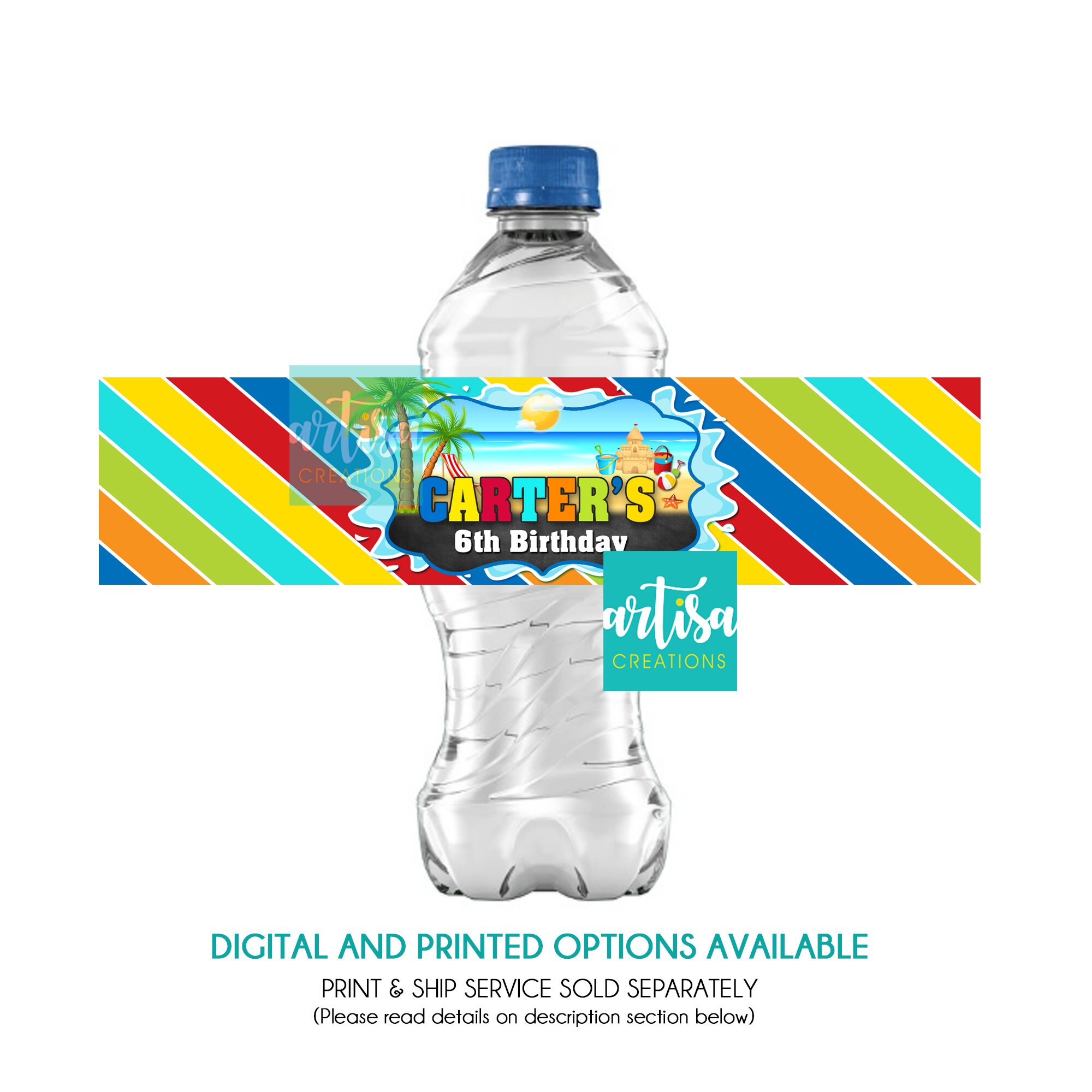 Beach Bash Water Label, Water Bash Water Labels, Splish Splash Beach ...