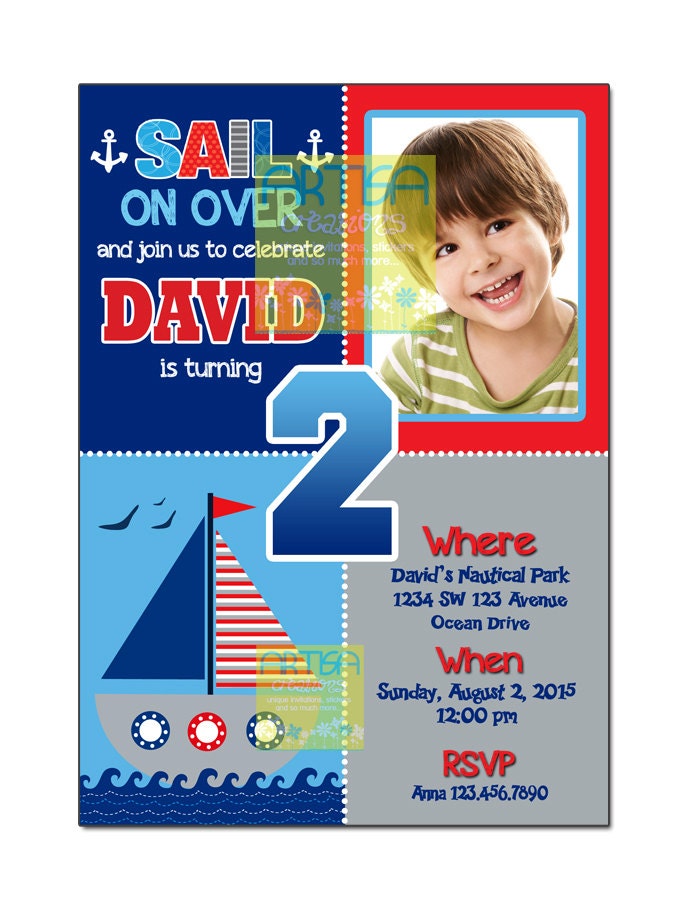 Nautical Birthday Invitation Printable File DIY, Sailor Birthday ...