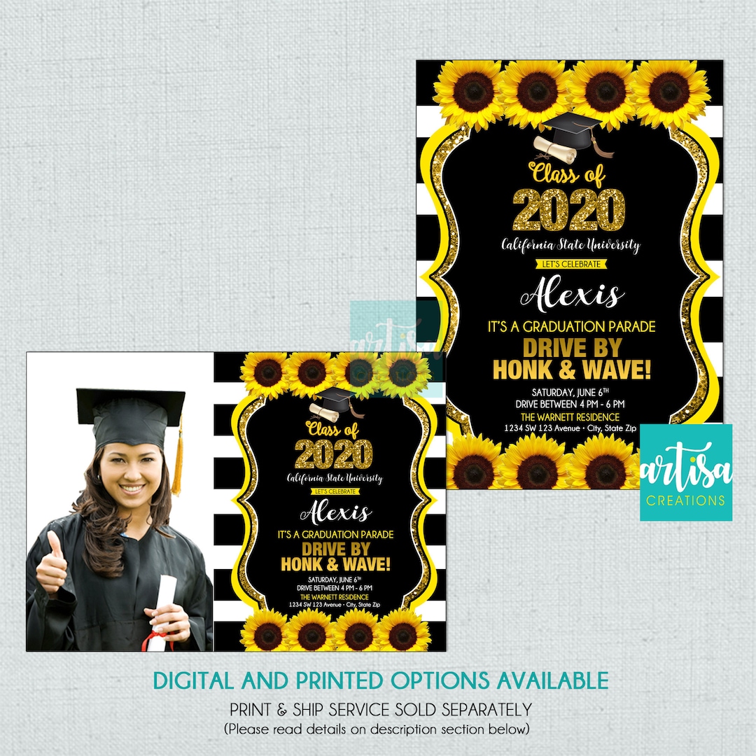 Sunflower Graduation Invitation, Sunflower Graduation Drive by Parade ...