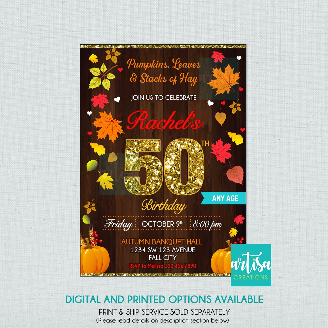 Fall Birthday Invitation, Fall Leaves Birthday Invitation, Fall Leaves ...