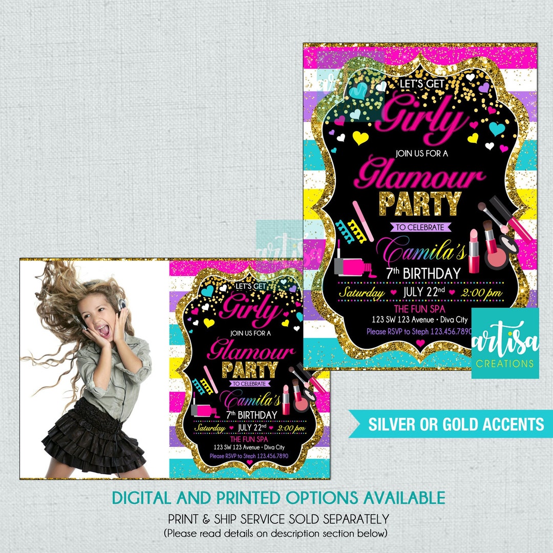 Glamour Party Invitation, Makeup Party Invitation, Glamour Birthday ...