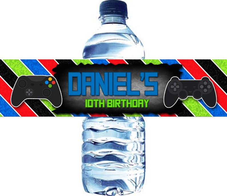 Video Games Water Bottle Label, Gaming Water Bottle Label, Video Games ...