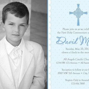 Boy First Communion Invitations, Boys First Communion Invitations, Blue ...