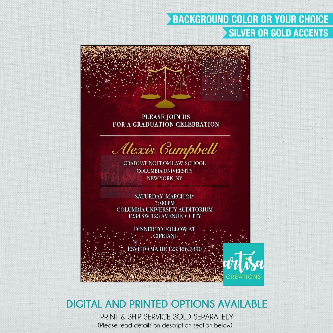Law Graduation Invitation Law Graduation Invitations - Etsy