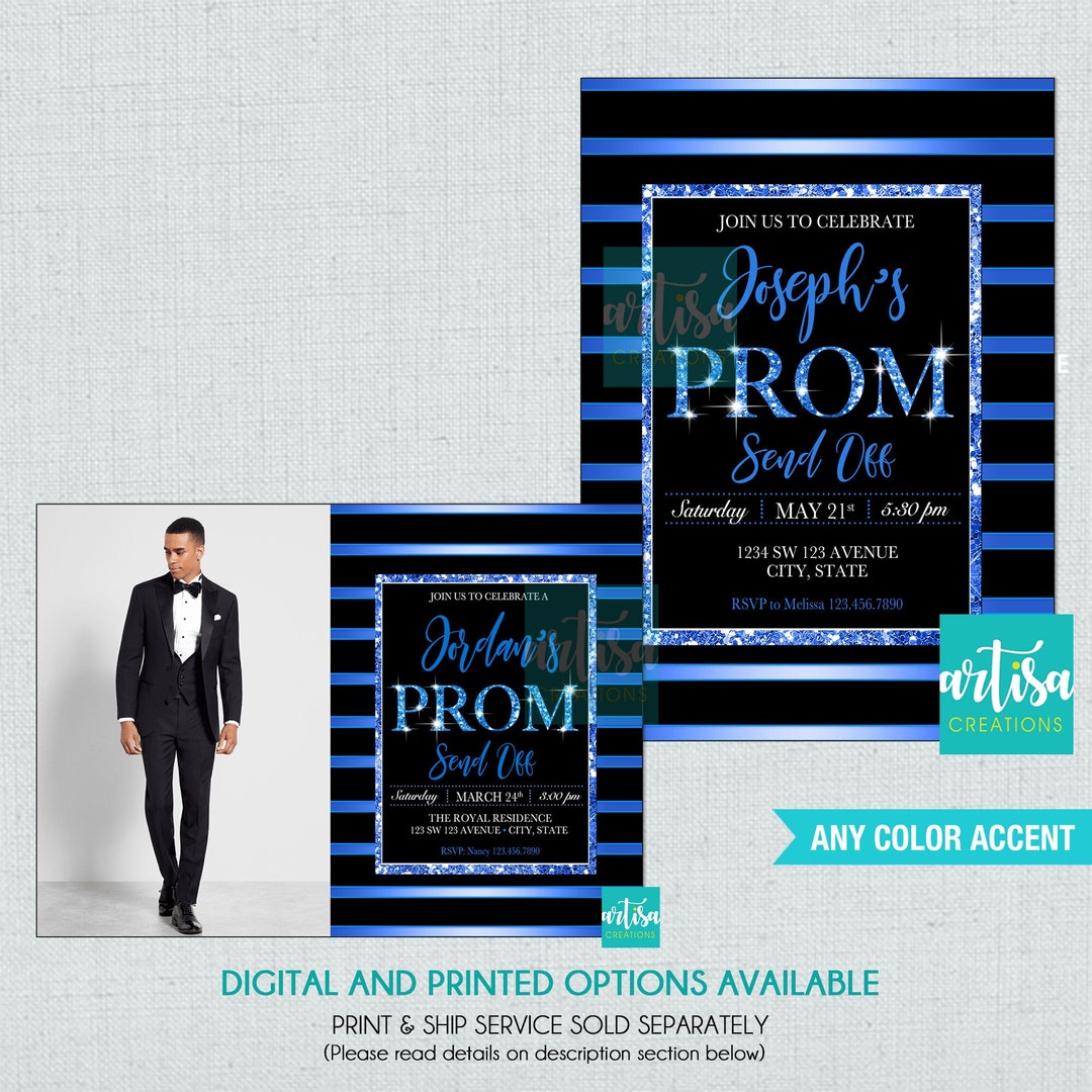 Prom Send off Invitation, Black Blue Prom Send off Invitation, Black ...
