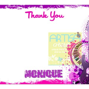 Rock Star Thank You Card - Rock Girl Thank You Cards - Guitar and Piano ...