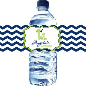 Navy Blue and Lime Green Chevron Giraffe Baby Shower Invite, Chevron ...